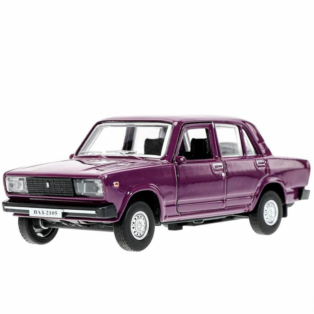 Модель машины мет LADA ВАЗ-2105 Жигули баклажан 1997 12 cm, двери, багаж, инерц