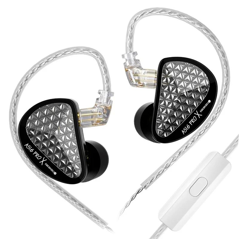 KZ AS16 PRO X наушники внутриканальные черные с микрофоном