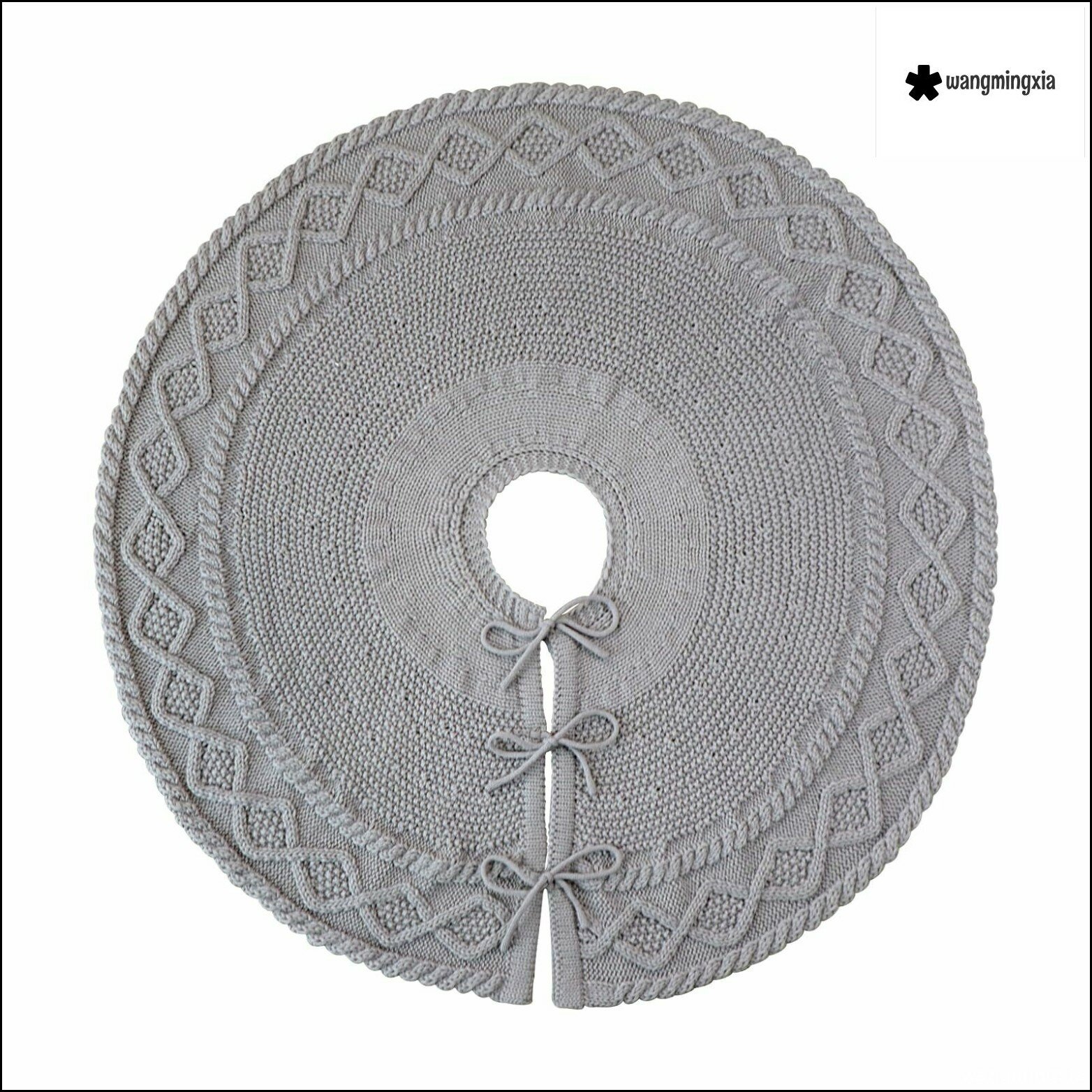 Эксклюзивная вязаная елочная юбка 92 см серая от Xingwang Crafts