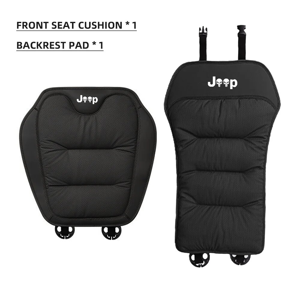 Чехол на переднее/заднее автомобильное сиденье из искусственной кожи, подушка для автомобильного сиденья, защитная накладка для стула для Jeep Renegade Compass Wrangler JK JL Grand Cherokee Jeep-Front 2pcs set