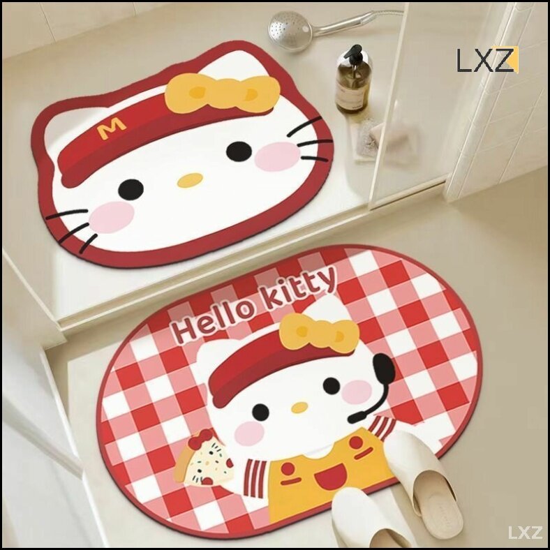 Эксклюзивный комплект из двух ковриков Hello Kitty 50x80 см для ванной и спальни исполнен в дизайне стиль 3