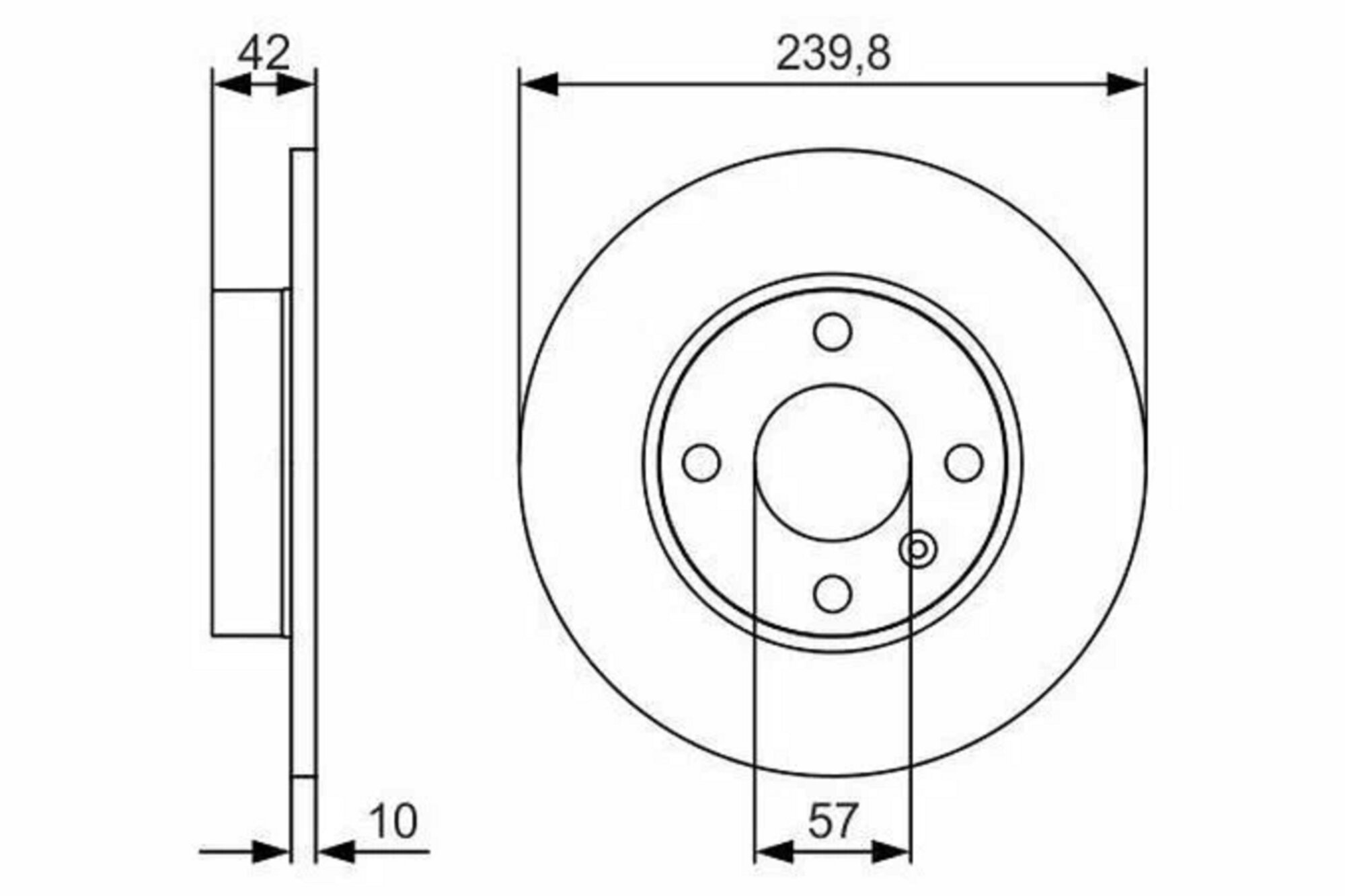 Диск тормозной задний (Premium-2) OPEL Astra F/G/H/Zafira A/D240mm BOSCH 0986479S52