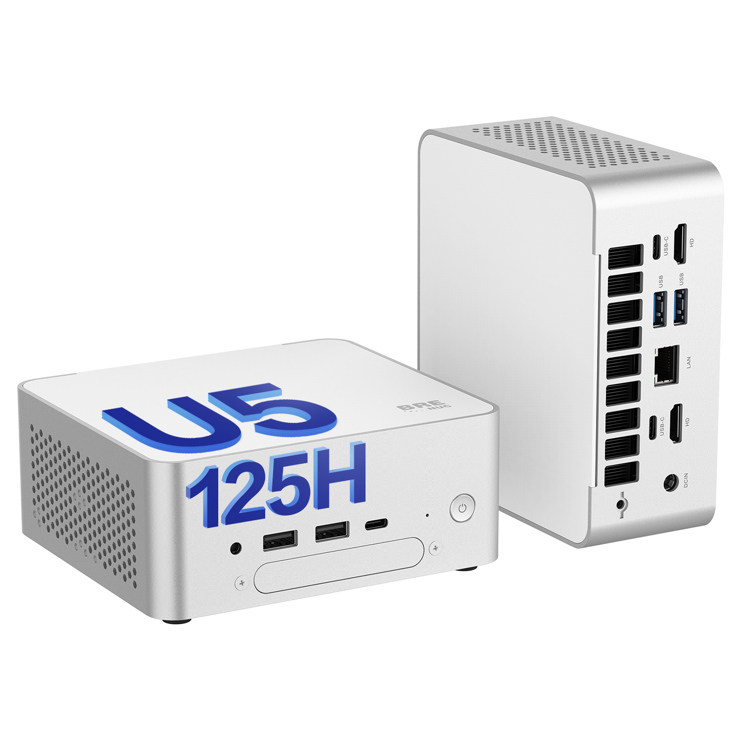 Мини ПК BRENUC BREC Intel Core Ultra 5 125H, Intel ARC Graphics, Нет памяти, нет жесткого диска), WIFI6E, BT5.3, белый