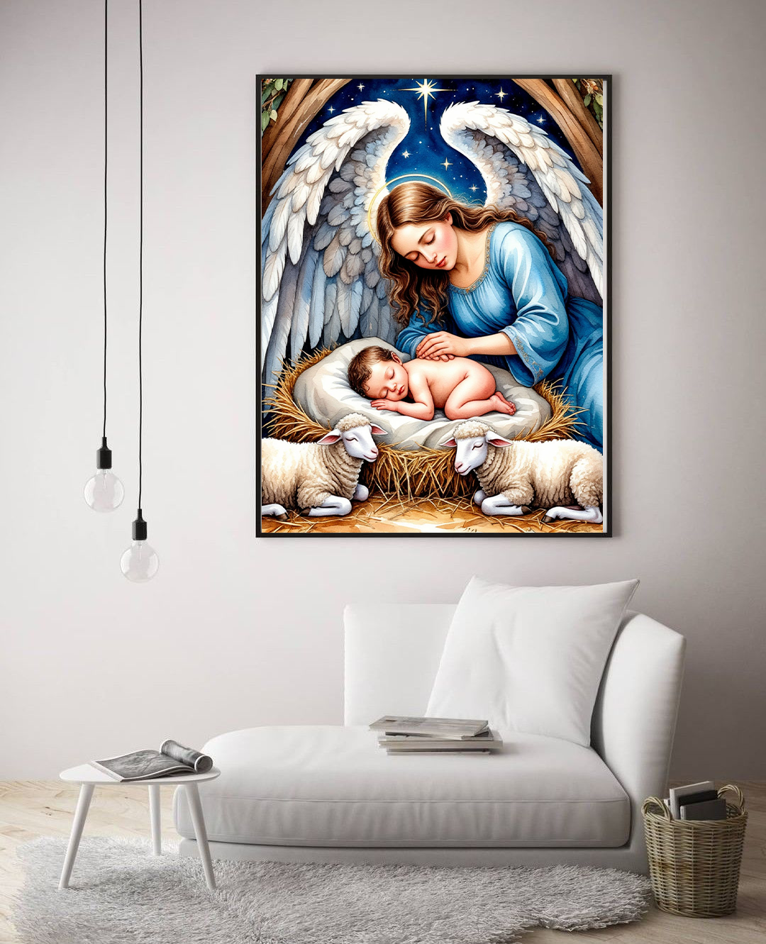Картина на стену для интерьера "Иисус и ангел" 40х50 см, холст на подрамнике, InterHobby