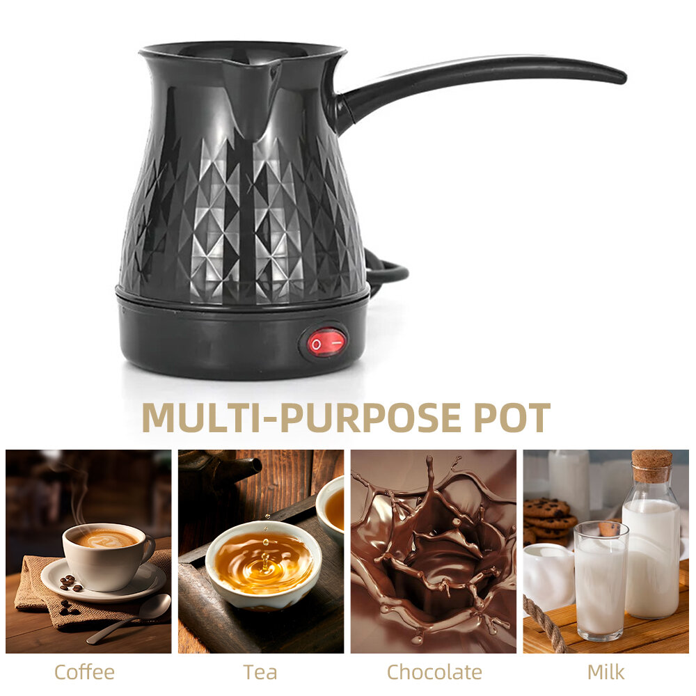 Турецкий кофейник, греческая кофеварка, арабская кофеварка, портативная, 600 Вт, 600 мл, нержавеющая сталь, электрический чайник для чая/кофе с ручкой, предотвращающей ожоги