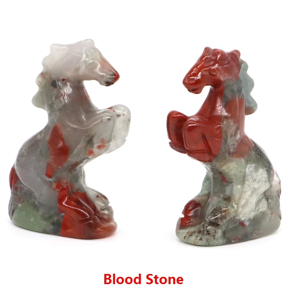 Статуя лошади 49 мм из полудрагоценных камней Blood Stone