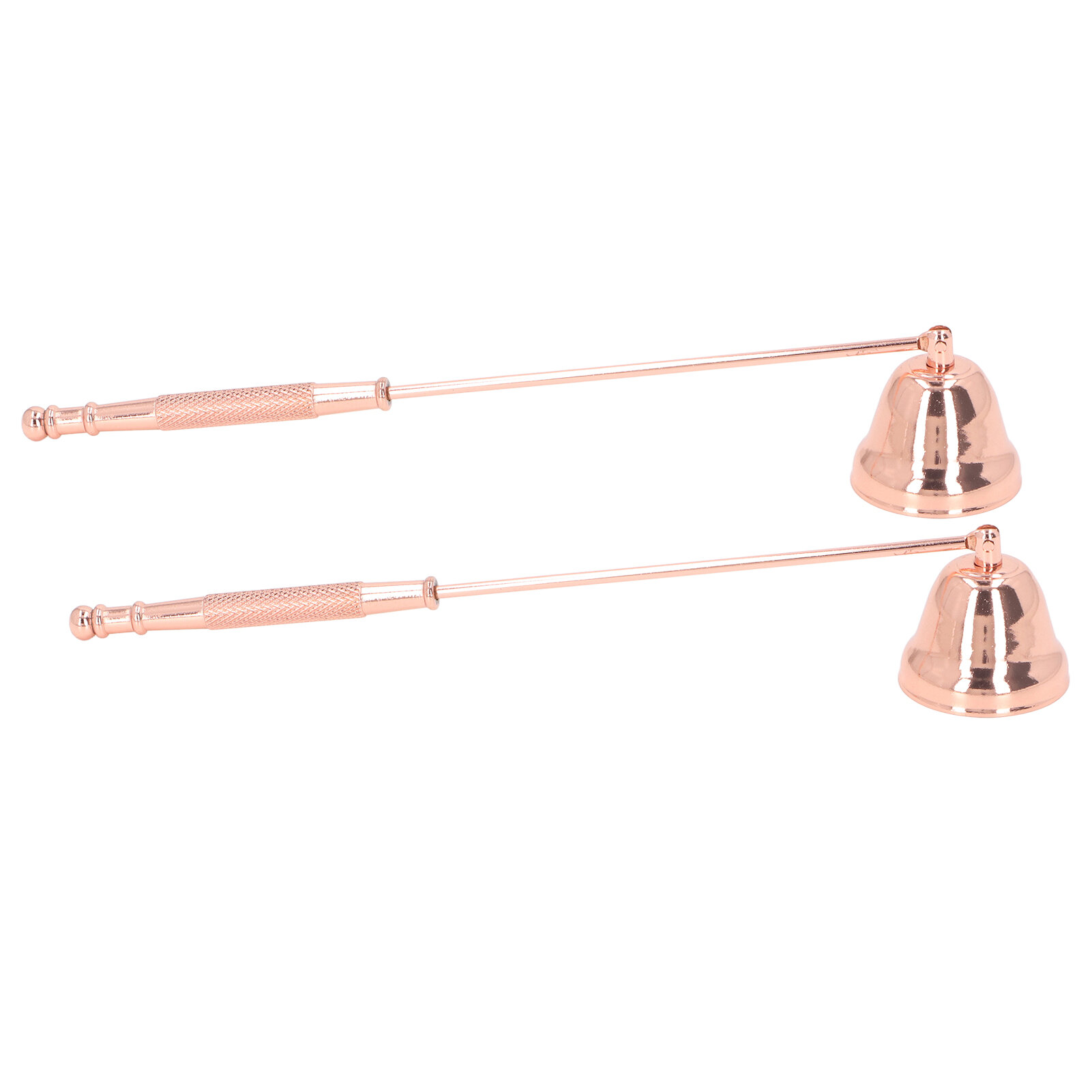 2PCS Candle Snuffer with Long Handle Bell Shape Metal Flame Cover Wick Extinguishing Tool Rose Gold