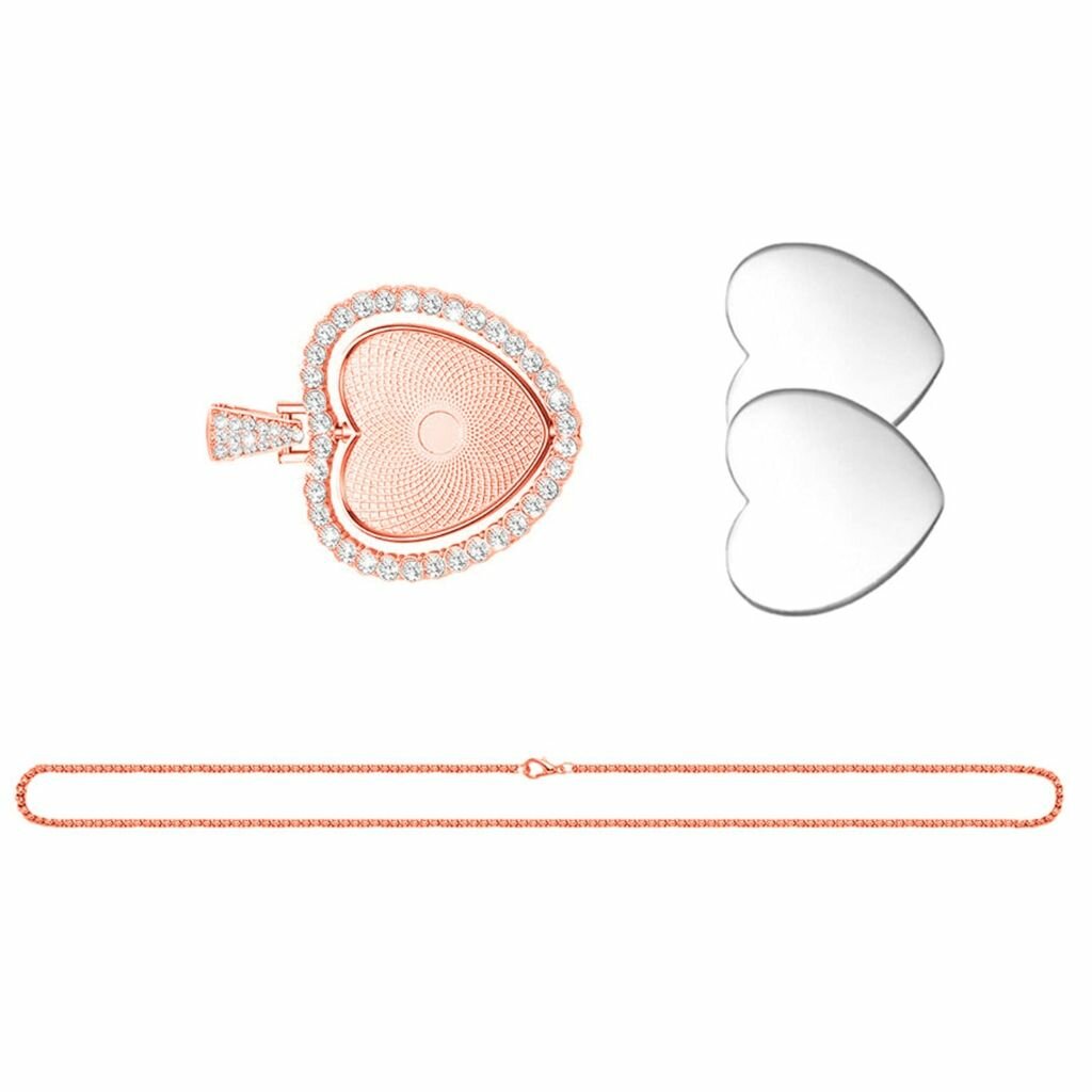 Набор подвесок для подноса с двусторонней инкрустацией в виде персикового сердечка -розовое золото