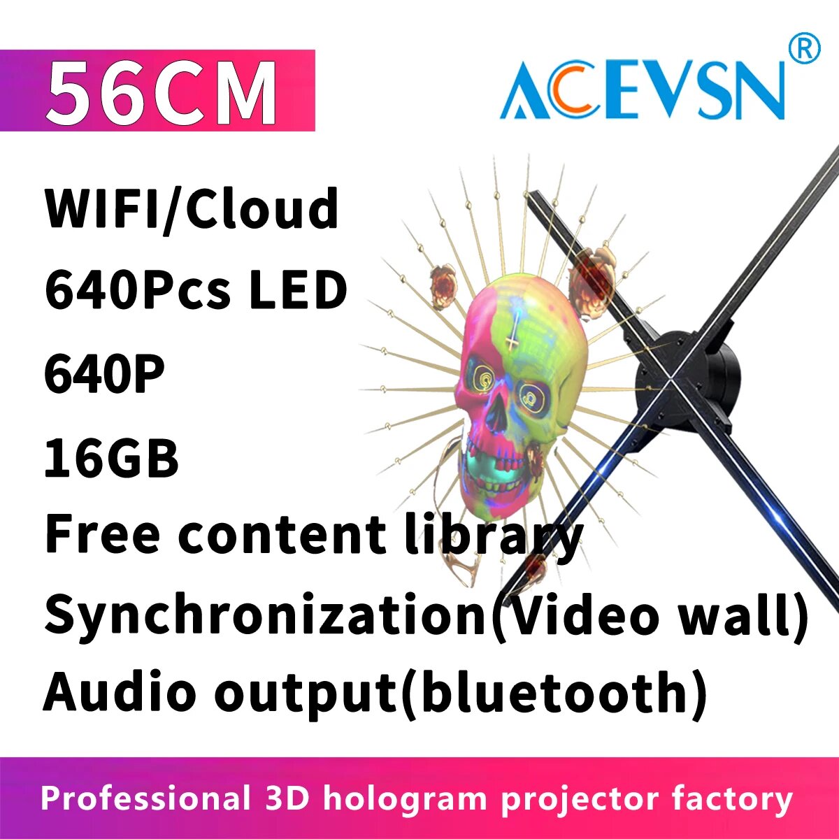 3D голографический LED-вентиляторный дисплей 42/52/56/65 см 56CM 640Pcs LED