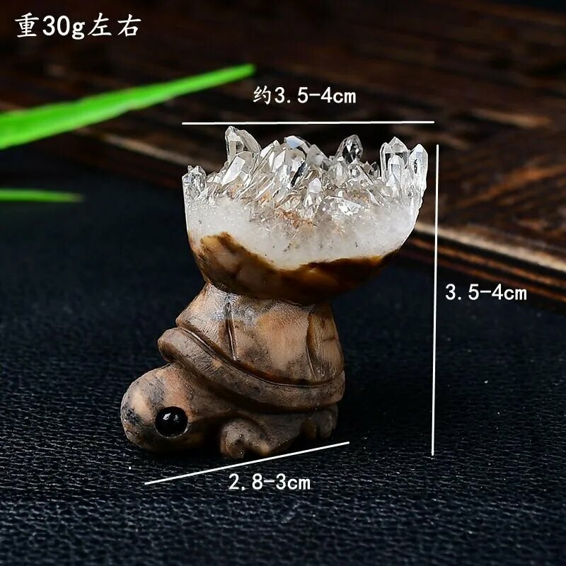 Уникальная фигурка Черепахи из горного хрусталя Ручная работа /3.5см /Талисман мудрости и долголетия