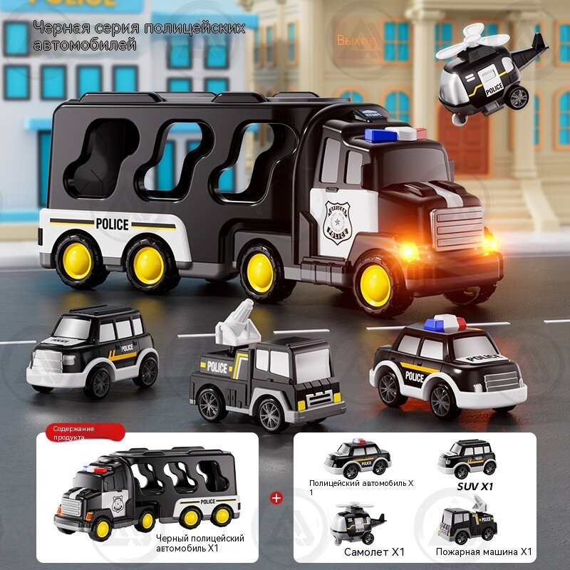 Машина инженерная "Полицейская", пластик, инерционный откат，черное