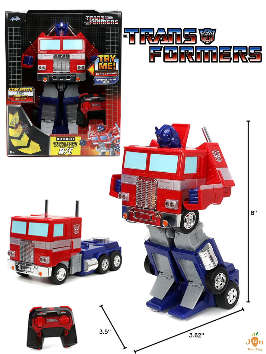 Jada Toys Transformers Optimus Prime Converting RC / Детская интерактивная деформационная машинка с дистанционным управлением Optimus Prime 30 см, подходит для подарка мальчикам старше 8 лет