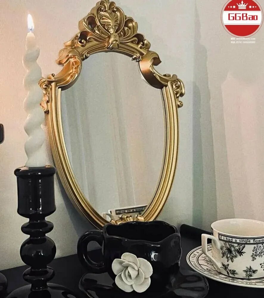 <Винтажное зеркало>Французское винтажное декоративное стены зеркало с золотой резьбой ( 44 31см)