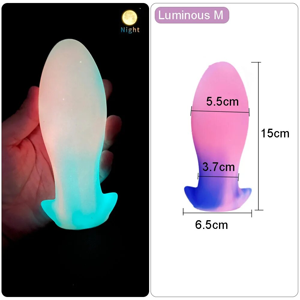Яйцо Анальная Пробка Светящаяся Красивая Анальная Пробка Жидкий Силикон Мягкая Анальная Пробка Секс-Игрушка Для Мужчин Женщин Вагинальная/Анальная Пробка Фистинг Игрушки Luminous M
