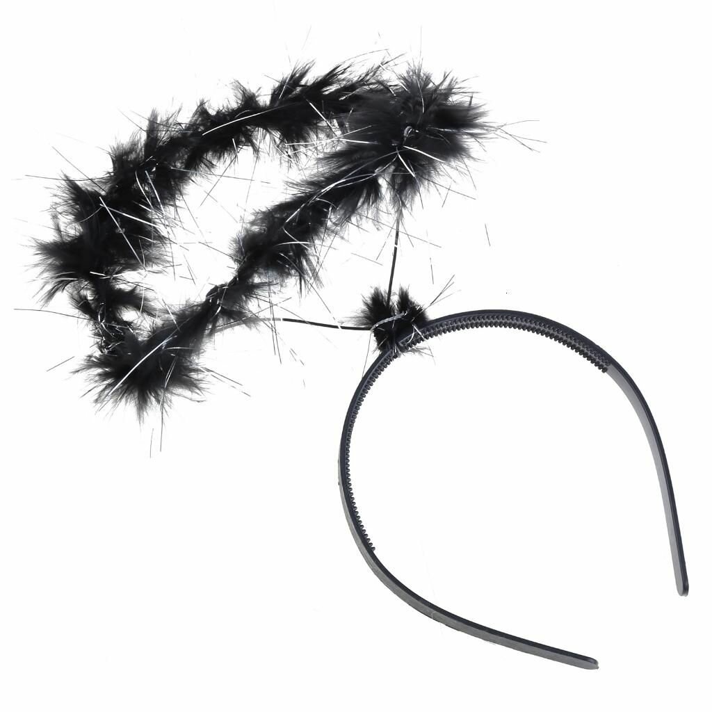 Повязка на голову с нимбом Ангела, Повязка на голову Ангела из перьев-Черный