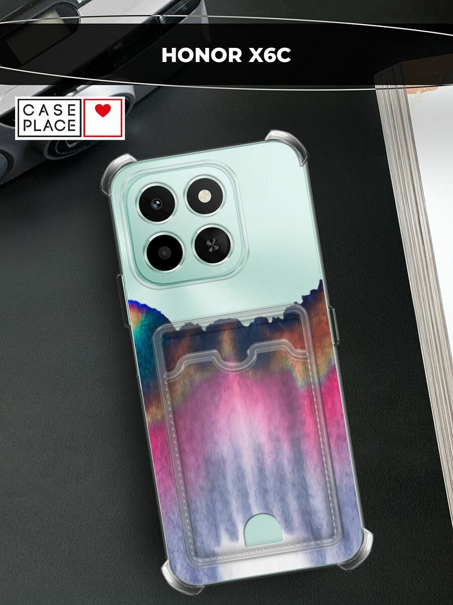 Чехол на Honor X6c (Хонор X6c) с картой и принтом Акварельная абстракция