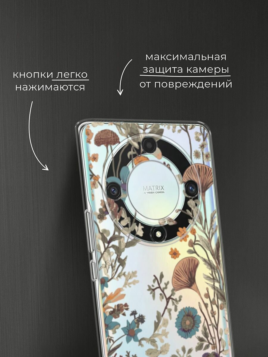 Чехол на Honor X9A / Хонор X9A с принтом Сухоцветы и бабочка — фото 1