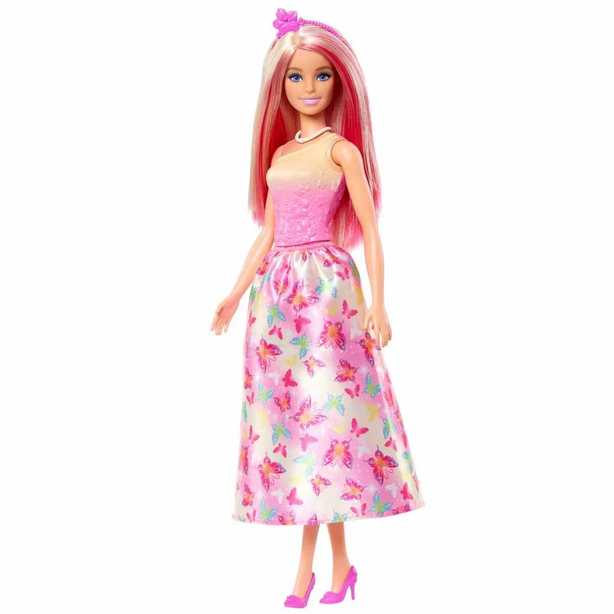 Кукла Mattel Barbie Dreamtopia Блондинка с цветными прядями и аксессуарами (HRR07-HRR08), розовый