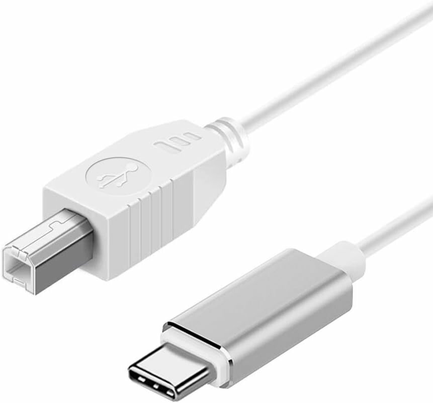 Кабель MIDI USB C, MeloAudio Type C to USB 2.0 MIDI Интерфейсный Кабель для Samsung, Huawei Ноутбук, MacBook для Подключения к Принтеру, MIDI Контроллеру, MIDI Клавиатуре, Аудио Интерфейсу и Другие Устройствам (5FT, Белый)