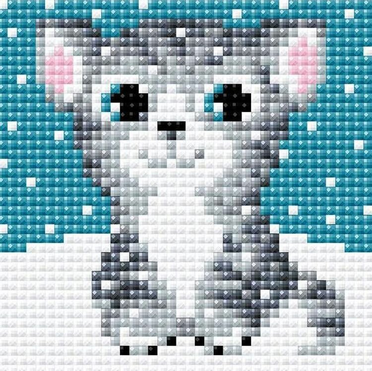 Алмазная мозаика Риолис "Снежинка" 10x10 см, Кошки Детские Животные