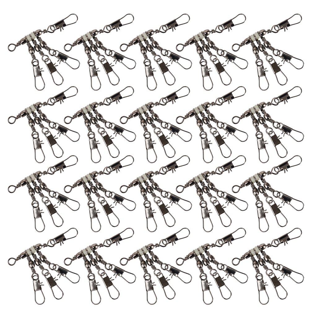 20шт Соединитель для рыболовной приманки и крючка Соединитель для рыболовной оснастки 3-ходовые Подвижные вертлюги Сверхмощный Аксессуар для снастей для морской рыбалки