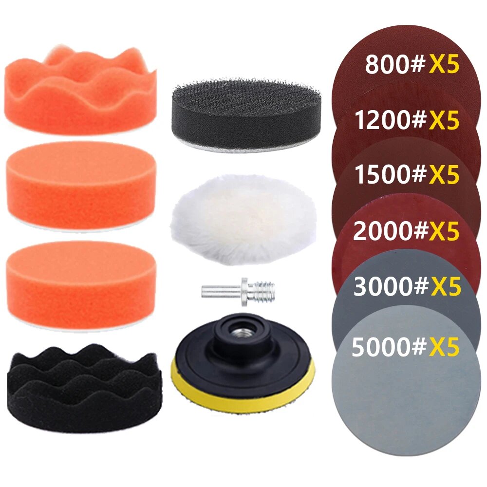 Полировальная губка для детализации автомобиля, комплект для восстановления фар 38PCS 800---5000