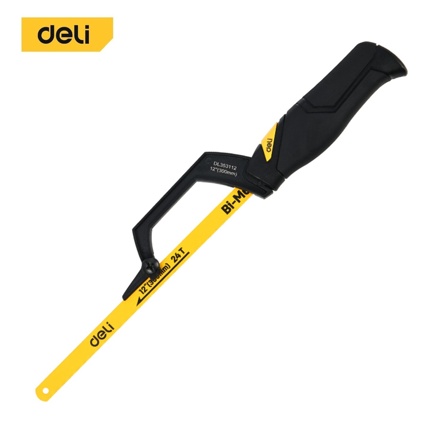 Ножовка-ручка по металлу Deli DL353112 (полотно 300мм, алюминиевый корпус, прорезиненная рукоять)