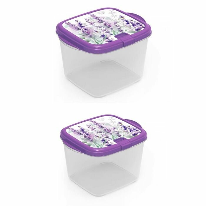 Полимербыт Контейнер Lavender, Квадратный с клапаном 1,5 л, 2 шт