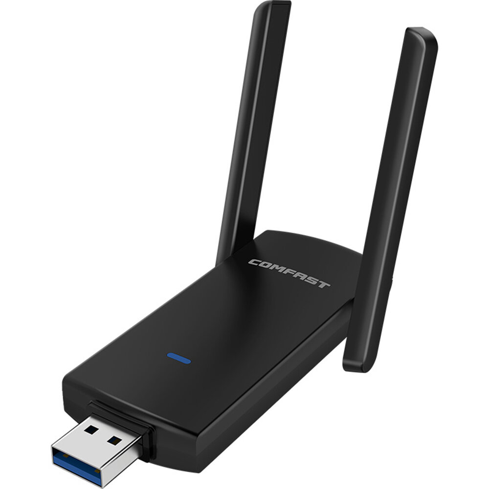 COMFAST CF-924AC Двухдиапазонная гигабитная USB беспроводная сетевая карта 1300Mbps USB WiFi адаптер, частота 2.412-2.484GHz 5.180-5.825GHz, стандарт IEEE802.11a/b/g/n/ac, интерфейс USB3.0, Realtek RTL8812BU, поддержка Windows 7/8/8.1/10/11 Mac