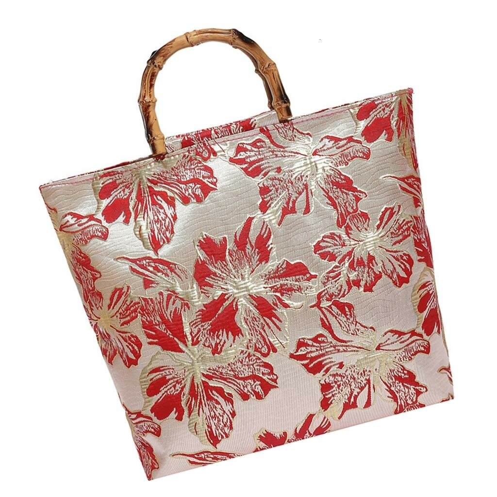 Бамбуковая жаккардовая сумка Hanfu большой вместимости в китайском стиле-красный