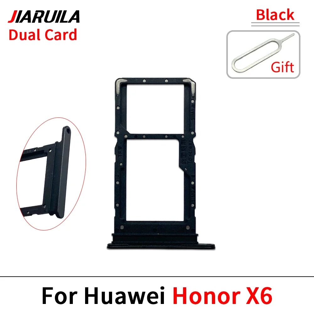 Новый боковой лоток для SIM-карты, держатель слота для чипа, карман для Huawei Honor X6 X6A Plus X6B, черный, синий, зеленый, фиолетовый X6 Black