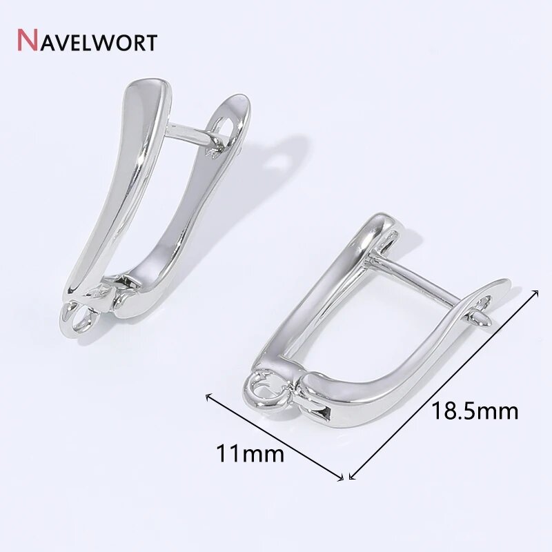 Крючки для сережек NAVELWORT, 18-каратное золотое покрытие, латунь, 1 pair, Серый, Rhodium plated