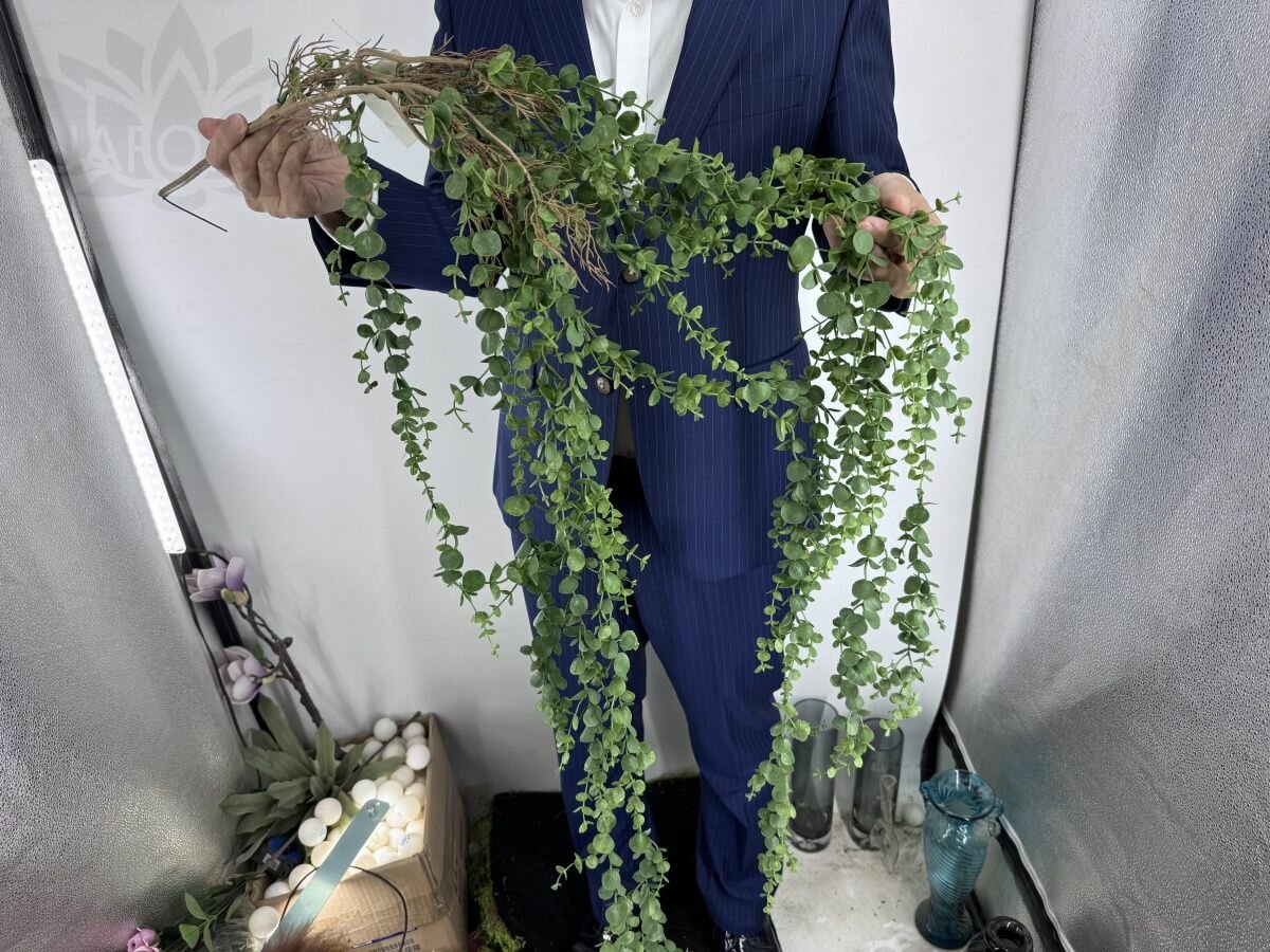 Искусственные цветы для декораторов фитостен флористическая ветка ампельная зеленая 120см