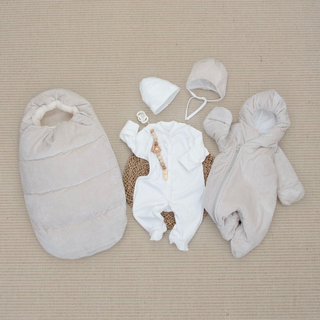 Комплект на выписку 5 предметов "Зефир Плюш", демисезонный, жемчуг