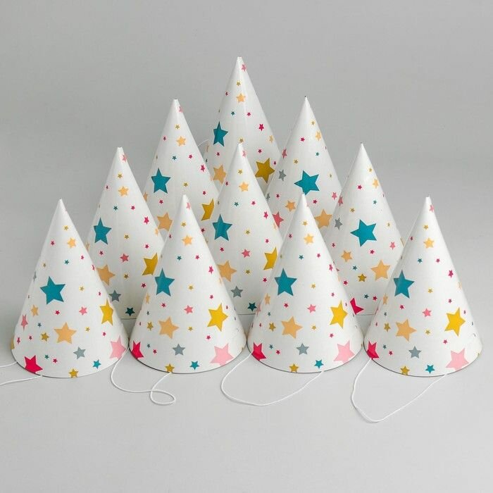 Колпак праздничный бумажный Звёзды , 18 см