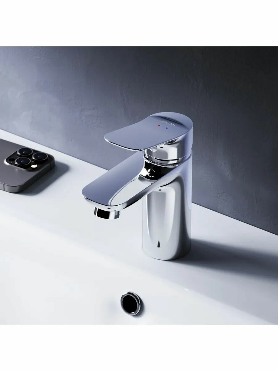 Cмеситель для раковины в ванную AM.PM Bold монолитный излив 105 мм, латунь, хром