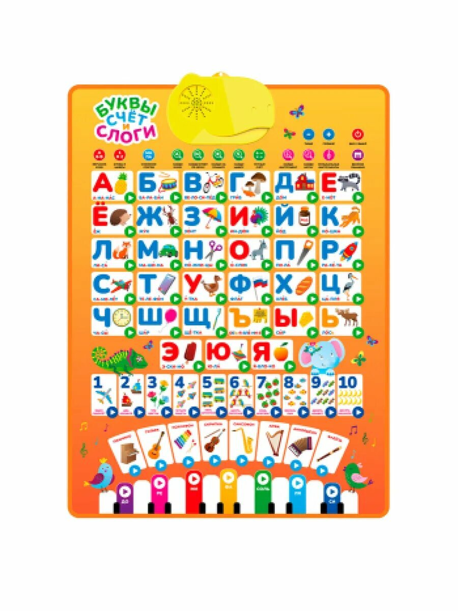 Говорящий интерактивный плакат /Буквы, счет и слоги/, 12 ре