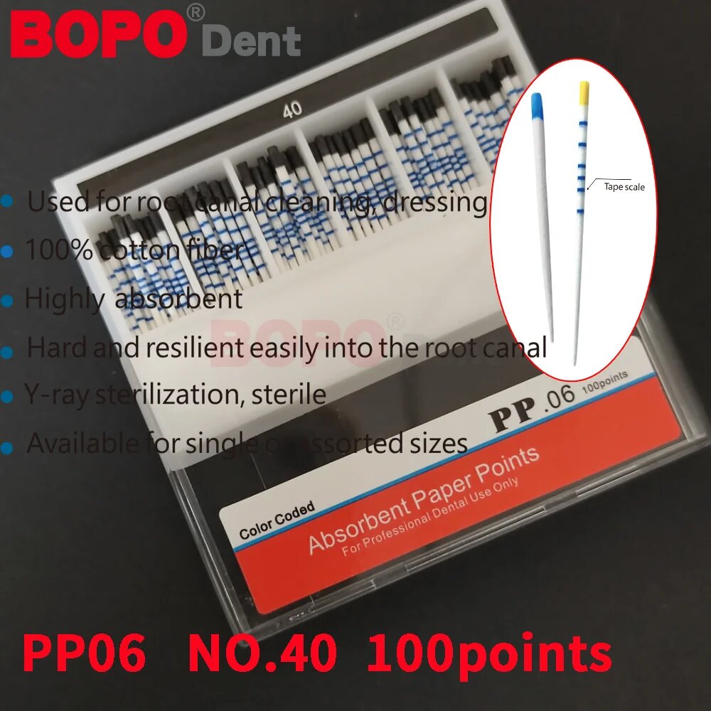 Бумажные наконечники для эндодонта PP06 NO.40 100шт