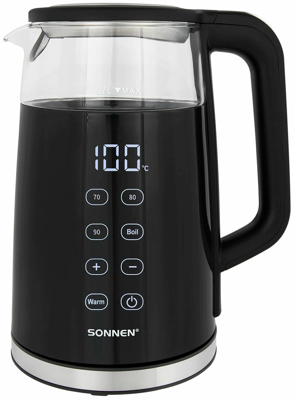 Чайник электрический Sonnen KT-8717, 1.7л, 2200 Вт, черный (454687)