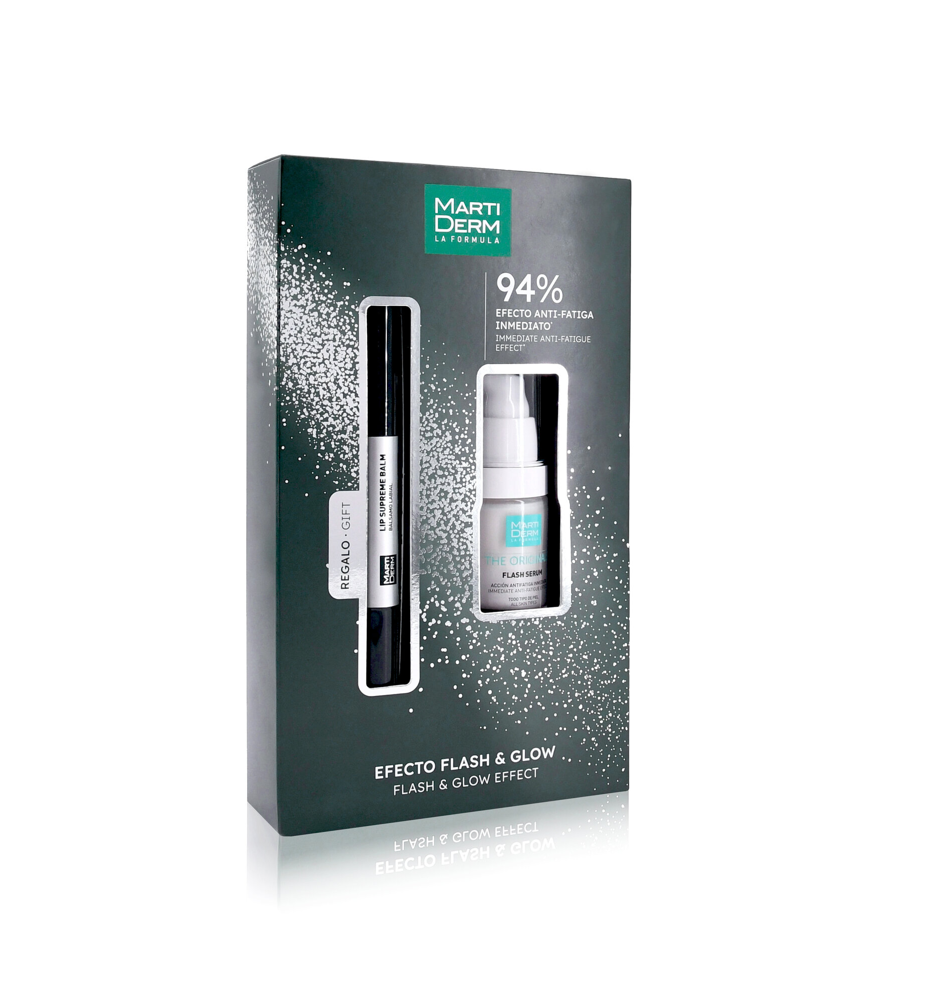MartiDerm Ориджиналс Набор Flash & Glow Сыворотка Флэш + Платинум Супрем бальзам для губ, 15 мл + 4,5 мл