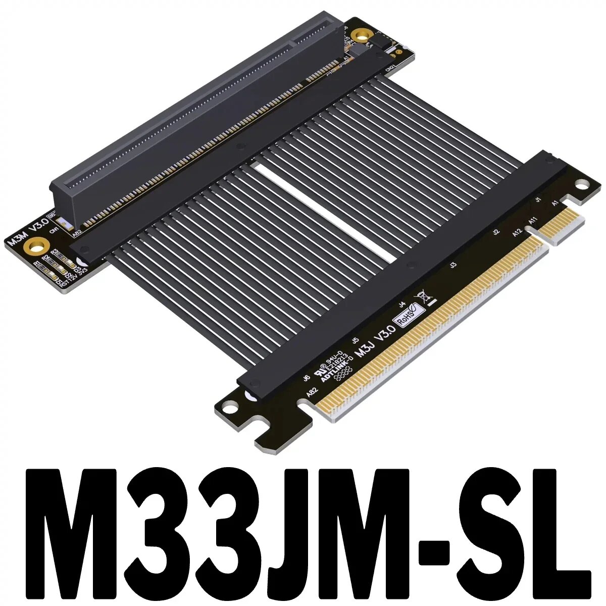 ADT-Link Кабель-переходник PCI-E 4.0 x16 для RTX4090 RX7900xt 0.25m, M33JM-SL