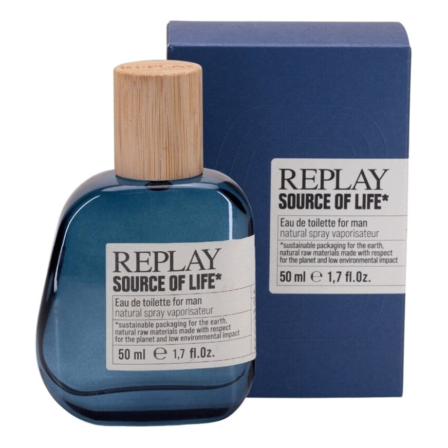 Туалетная вода для мужчин Replay Source Of Life For Man 50 мл / Духи Реплей Сос Оф Лайф Фо Мен / Источник жизни