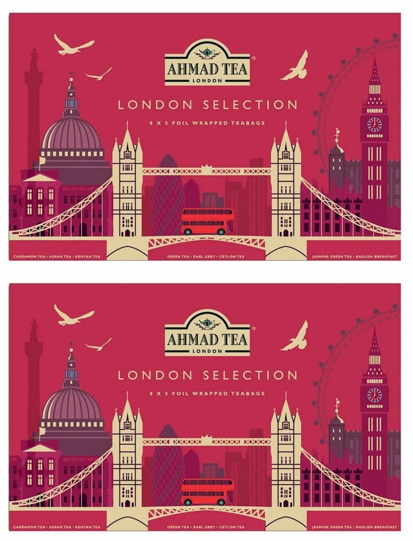 Ahmad Tea Чай в пакетиках London Selection, 40 пакетиков по 2 г, 2 уп