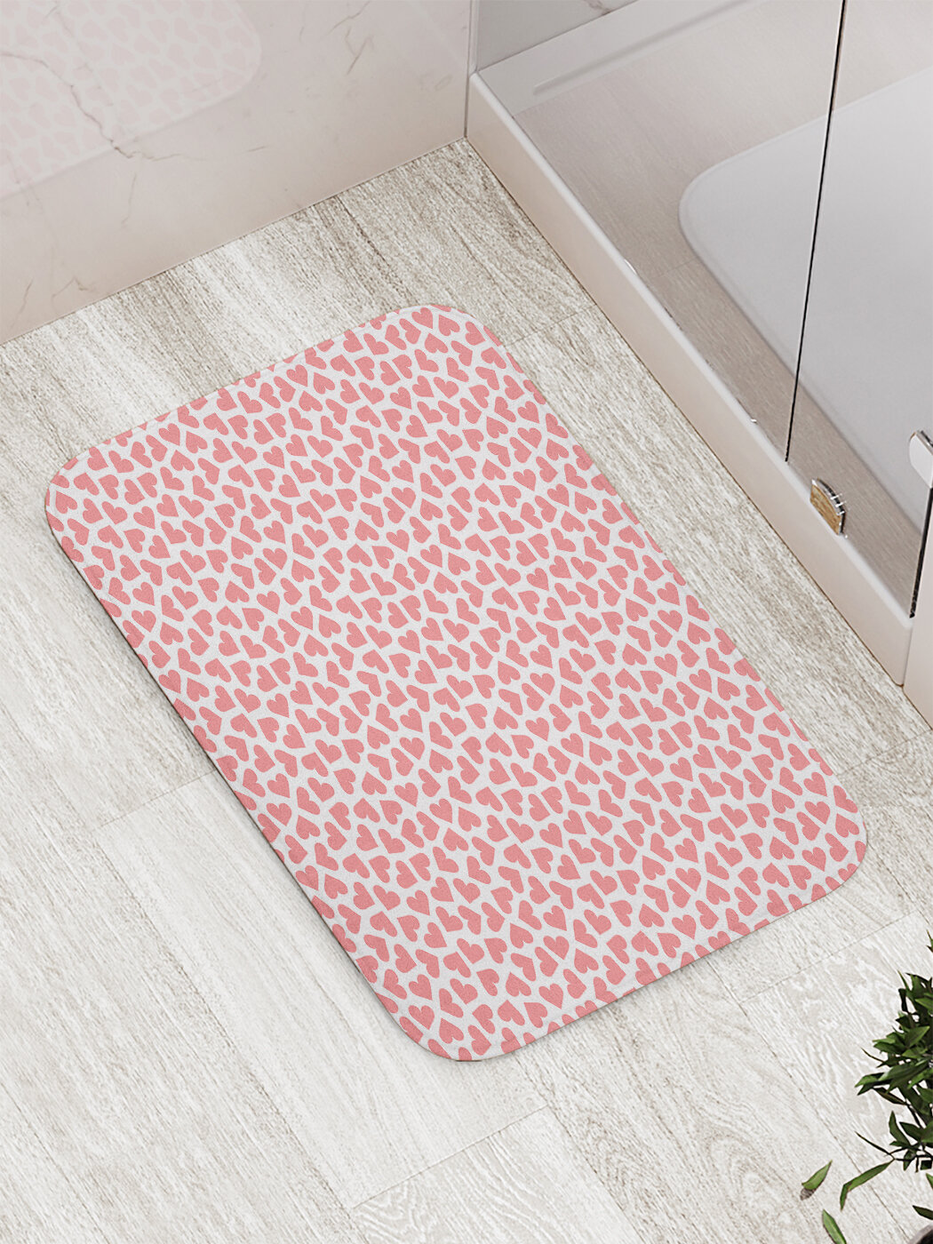 Коврик для ванной комнаты, туалета "Розовое сердце" противоскользящий, 52х77 см, JoyArty, серия День святого Валентина