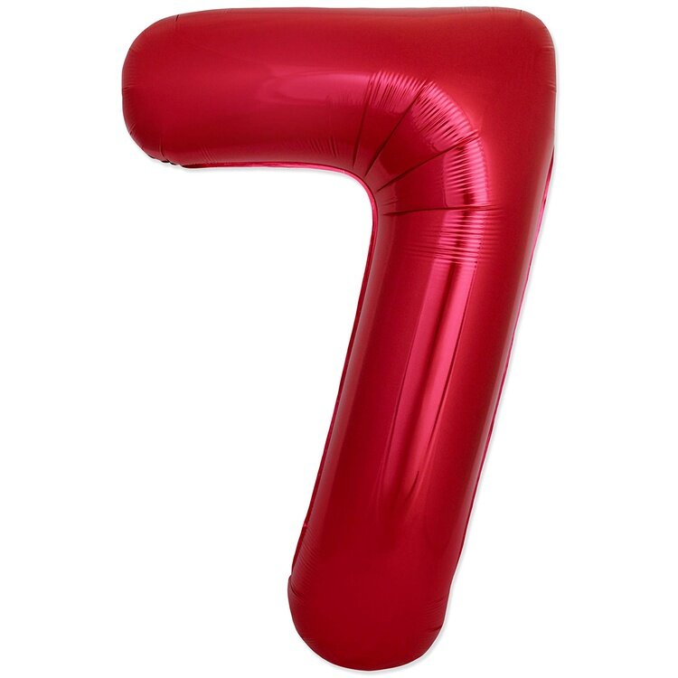Воздушный шар цифра 7, 40" slim Red, фольгированный
