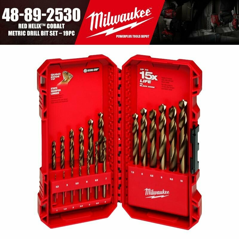 Milwaukee 48-89-2530 Набор метрических сверл RED HELIX Cobalt 19 штук