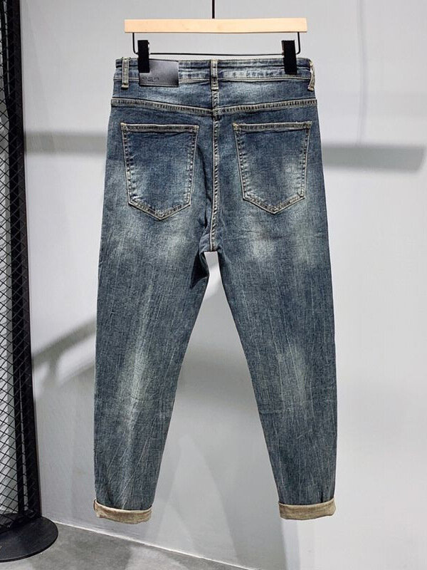 Тренд RONG CH Мужские Джинсы Лето Кэжуал Светлые Стиральные Слим Кроп Люксовые Деним, Размер_32