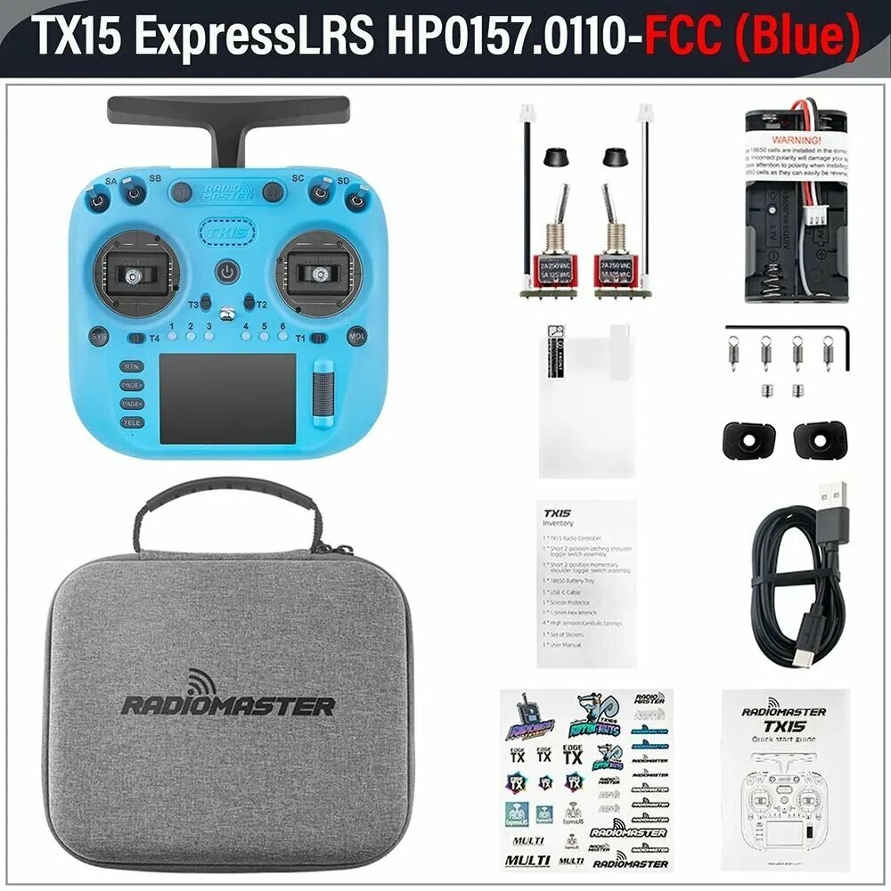 RadioMaster TX15 - 16 каналов, экран 3.5" IPS. ELRS 2.4ГГц, джойстики Hall, вентилятор
