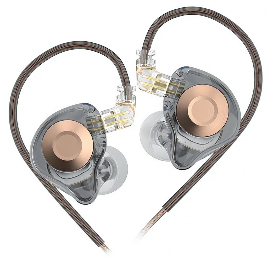 Наушники-мониторы в ухо KZ EDX Pro X с двойными магнитными динамическими юнитами, бассовым звуком, съемным кабелем 0.75mm, проводные, без микрофона, металл + смола, белый/черный/циан/серый, тип ношения Ear Hook, разъем 3.5mm, кислородный медный плоский