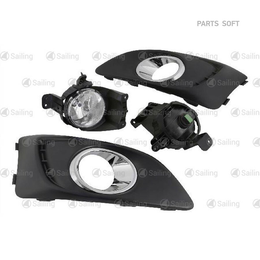 Фара противотуманная (ПТФ) левая+правая тюнинг, комплект с решеткой и хром-молдингом AVEO 2011-2015 от официального дистрибьютора, SAILING, артикул CVLCV52525